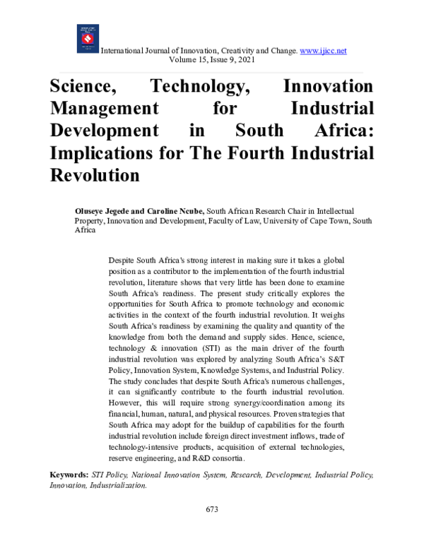 (PDF) Science, Technology, Innovation Management for Industrial ...