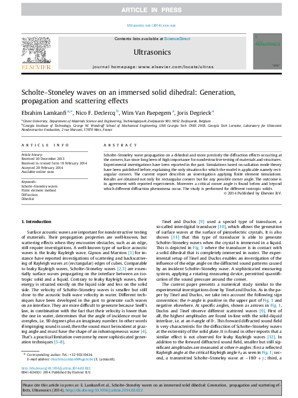 (PDF) Scholte–Stoneley waves on an immersed solid dihedral: Generation ...