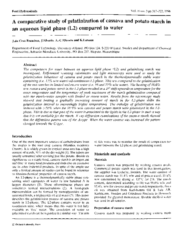 (PDF) A comparative study of gelatinization of cassava and potato ...