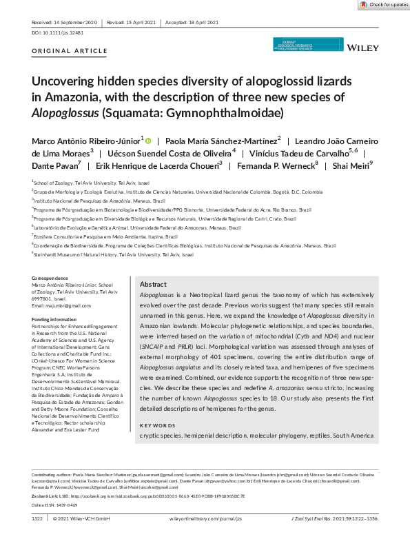 (PDF) Uncovering hidden species diversity of alopoglossid lizards in ...