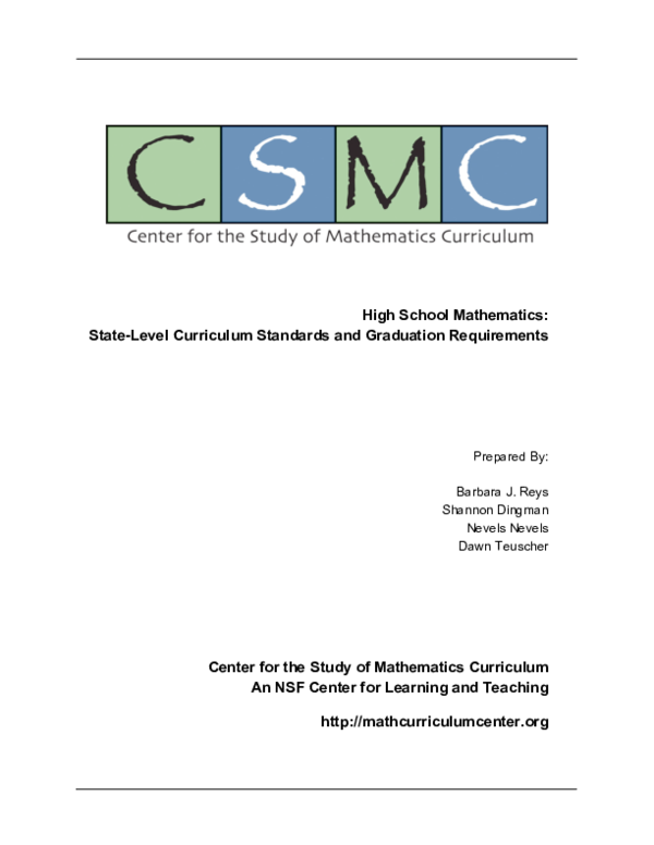 (PDF) High school mathematics: State-level curriculum standards and ...