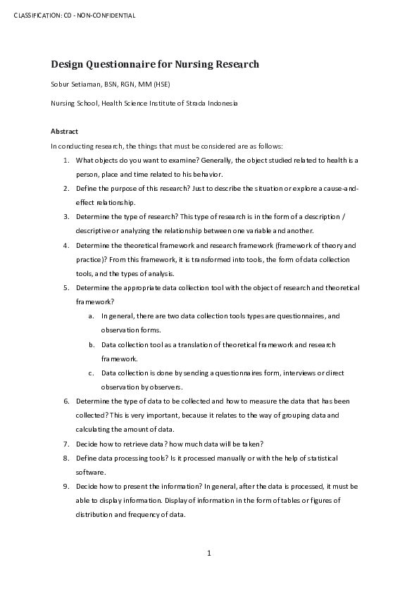 (PDF) Design Questionnaire for Nursing Research