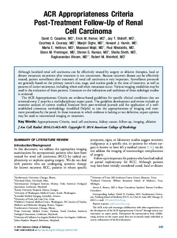 (PDF) ACR Appropriateness Criteria Post-Treatment Follow-Up of Renal ...