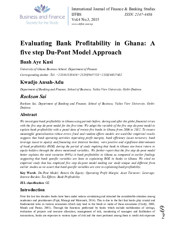 (PDF) Evaluating Bank Profitability in Ghana: A five step Du-Pont Model ...