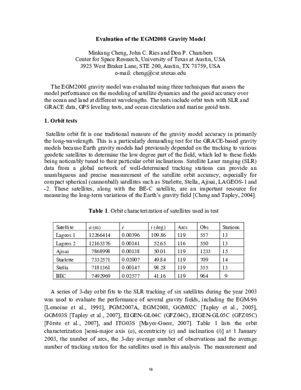 (PDF) Evaluation of the EGM2008 gravity model