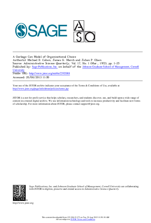 (PDF) A garbage can model of organizational choice