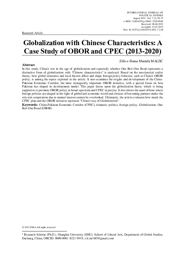 (PDF) Globalization with Chinese Characteristics: A Case Study of OBOR ...
