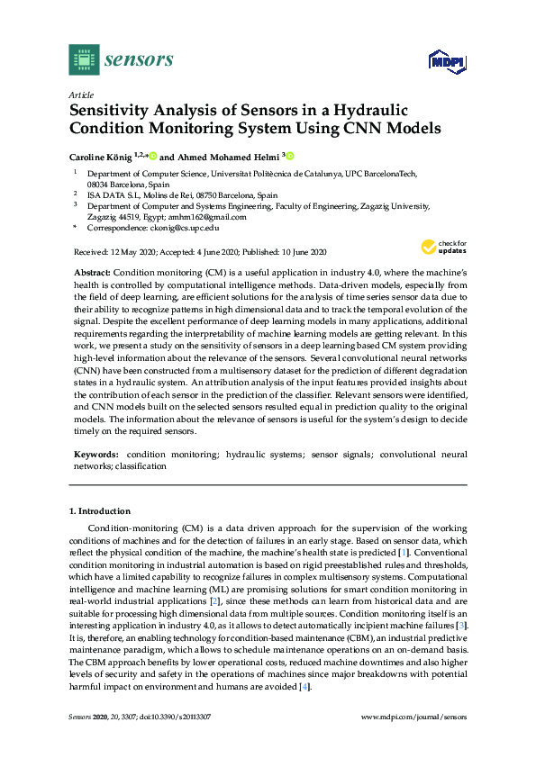 (PDF) Sensitivity Analysis of Sensors in a Hydraulic Condition ...