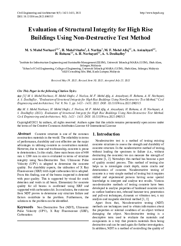 (PDF) Evaluation of Structural Integrity for High Rise Buildings Using ...