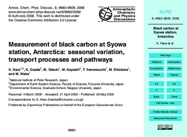 (PDF) Measurement of black carbon at Syowa station, Antarctica ...