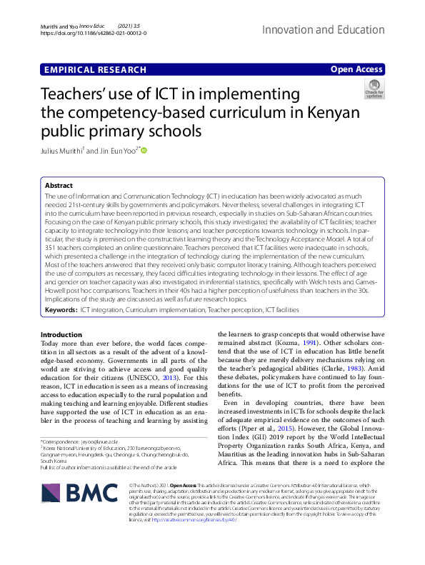 (PDF) Teachers' use of ICT in implementing the competency-based ...