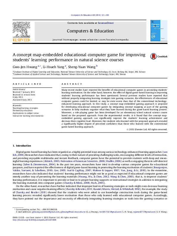 (PDF) A concept map-embedded educational computer game for improving ...