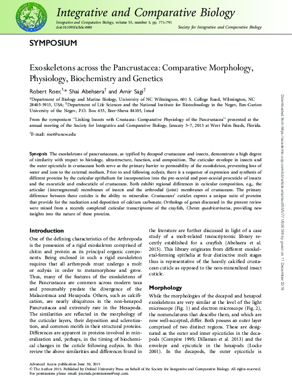 (PDF) Exoskeletons across the Pancrustacea: Comparative Morphology ...