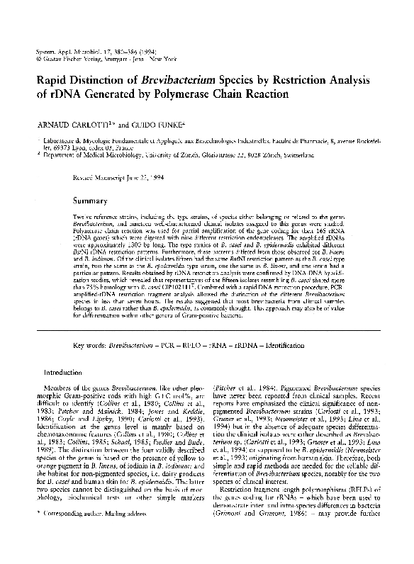(PDF) Rapid Distinction of Brevibacterium Species by Restriction ...
