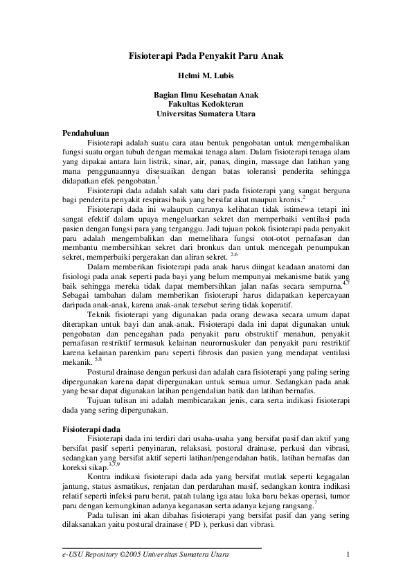 (PDF) Fisioterapi Pada Penyakit Paru Anak