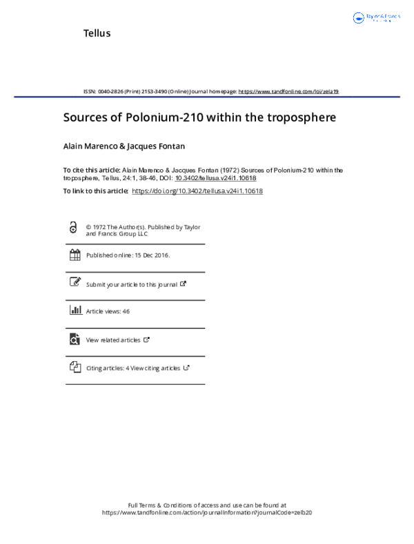 (PDF) Sources of Polonium-210 within the troposphere