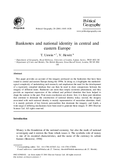 (PDF) Banknotes and national identity in central and eastern Europe