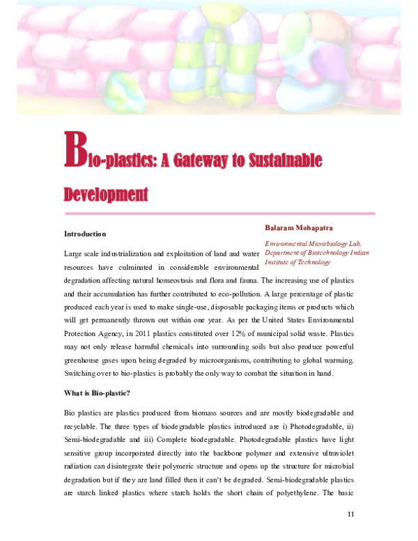 (PDF) Bioplastics and Sustainable Development