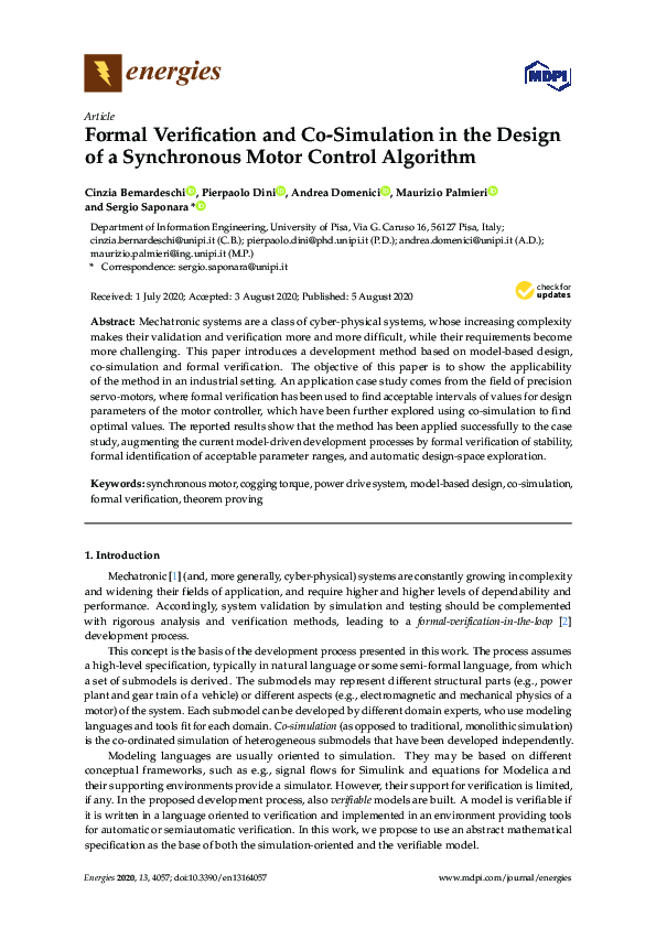 Formal Verification And Co Simulation In The Design Of A Synchronous