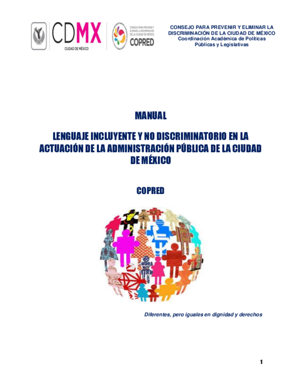 (PDF) Lenguaje incluyente y no discriminatorio