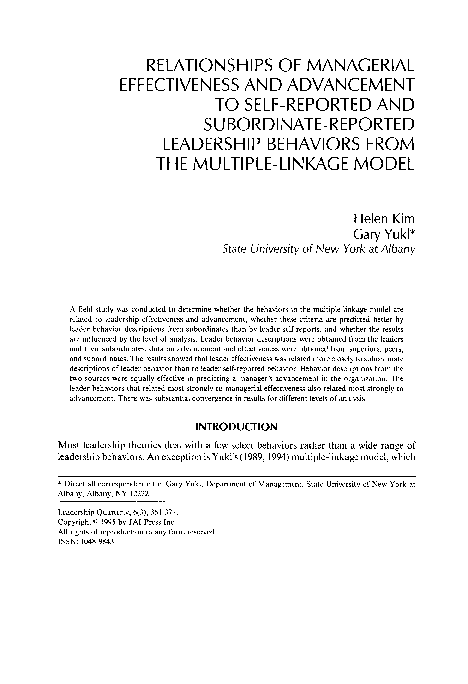 (PDF) Relationships of managerial effectiveness and advancement to self ...