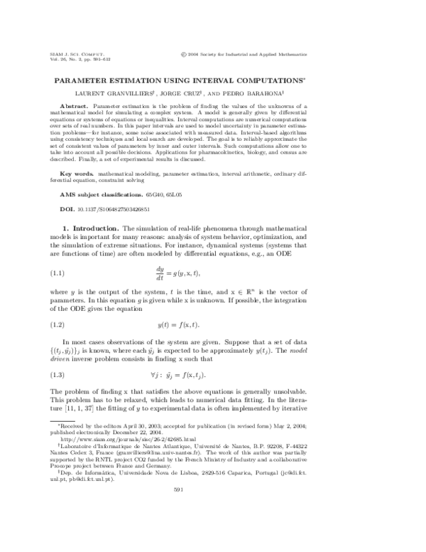Pdf Parameter Estimation Using Interval Computations