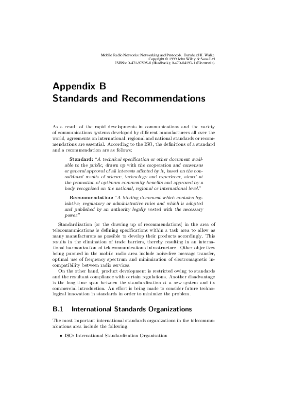 (PDF) Appendix B: Standards and Recommendations