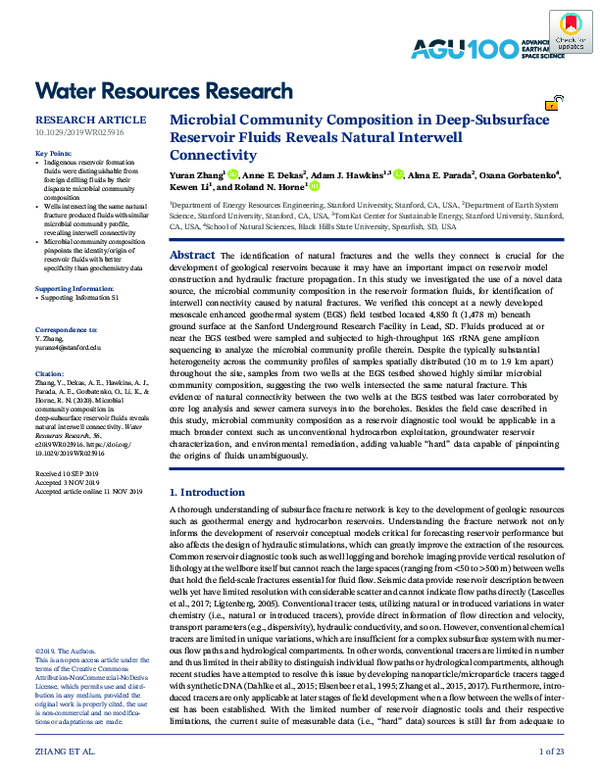 (PDF) Microbial Community Composition in Deep‐Subsurface Reservoir Fluids Reveals Natural ...