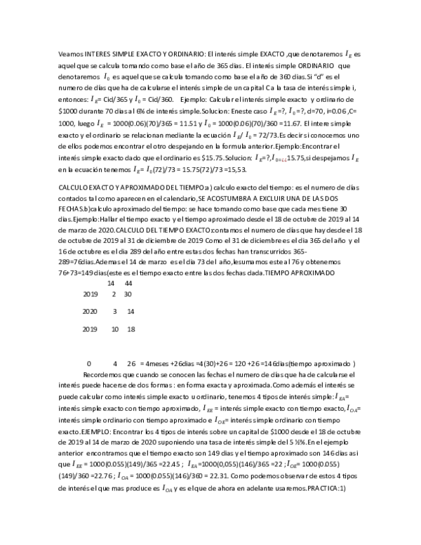 (DOC) INTERES SIMPLE EXACTO Y ORDINARIO