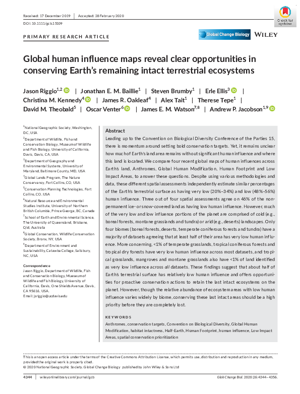 (PDF) Global human influence maps reveal clear opportunities in ...