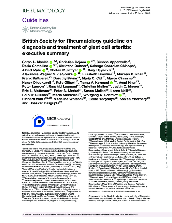 (PDF) British Society for Rheumatology guideline on diagnosis and ...
