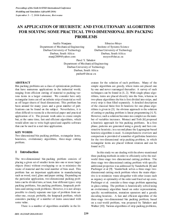(PDF) Tailoring Instances of the 1D Bin Packing Problem for Assessing ...