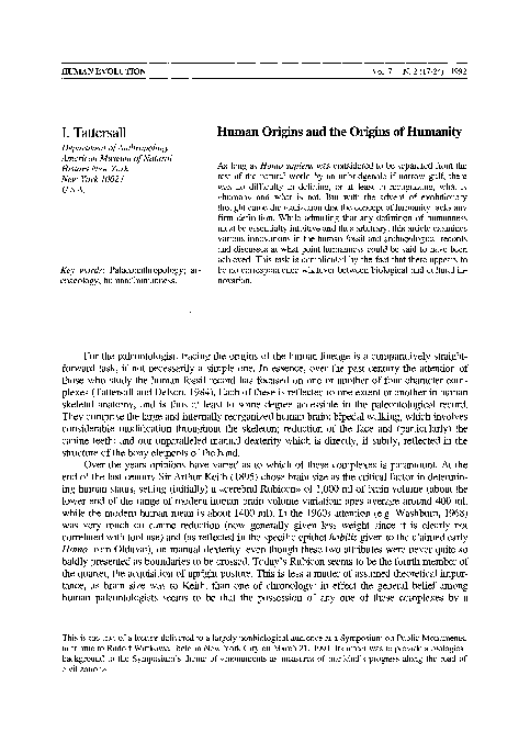 (PDF) Human origins and the origins of humanity