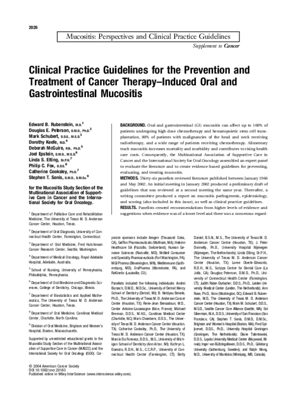 (PDF) Clinical practice guidelines for the prevention and treatment of cancer therapy-induced ...