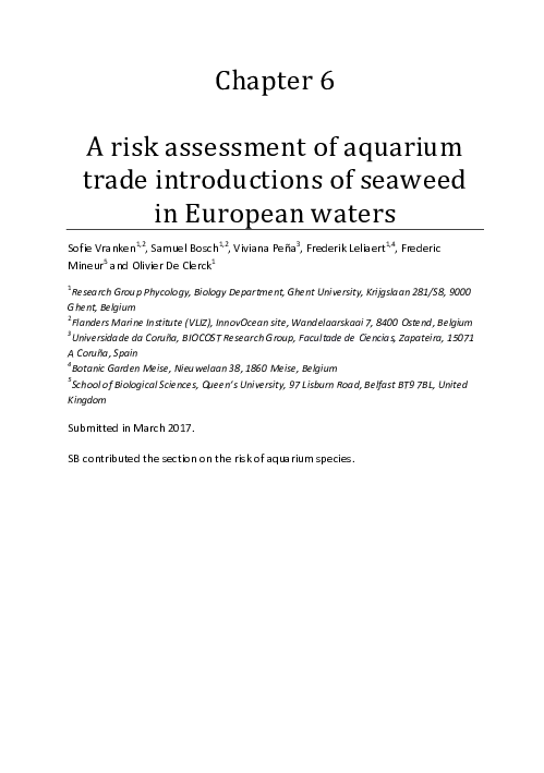 (PDF) A risk assessment of aquarium trade introductions of seaweed in ...