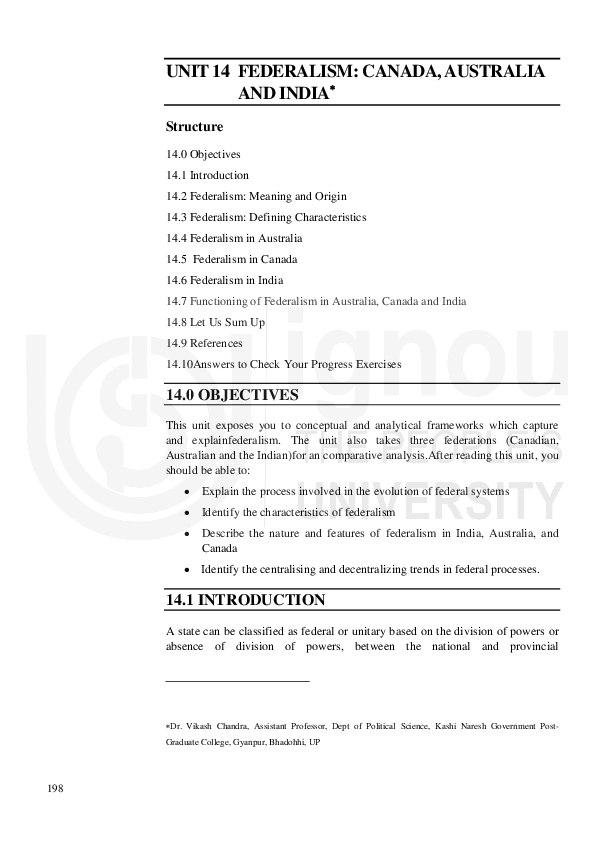 (PDF) Federalism in Australia, Canada and India