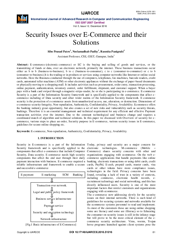 (PDF) Security Issues over E-Commerce and their Solutions