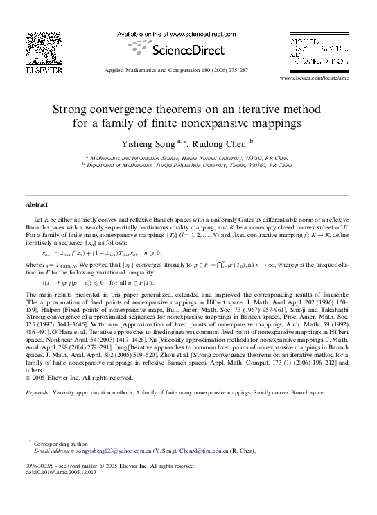 (PDF) Strong convergence theorems on an iterative method for a family of finite nonexpansive ...