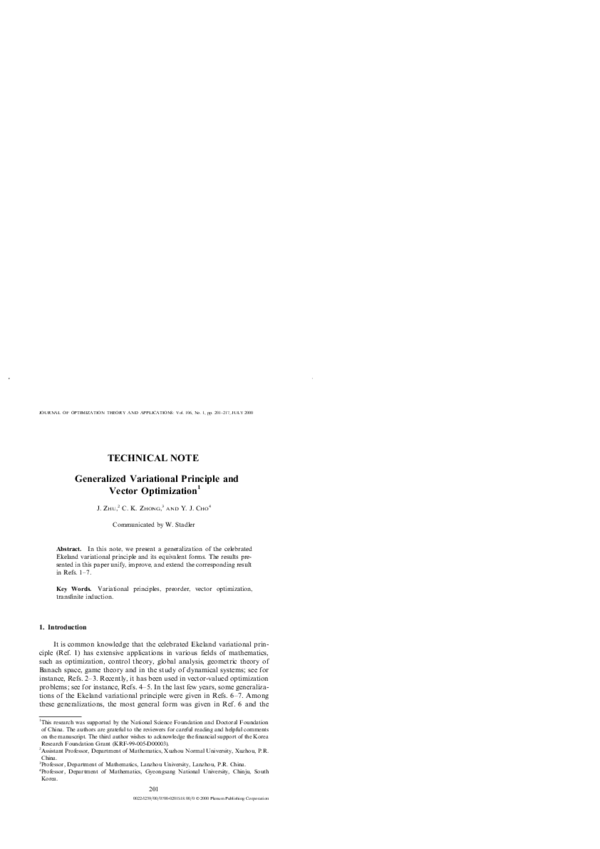 (PDF) Generalized Variational Principle and Vector Optimization