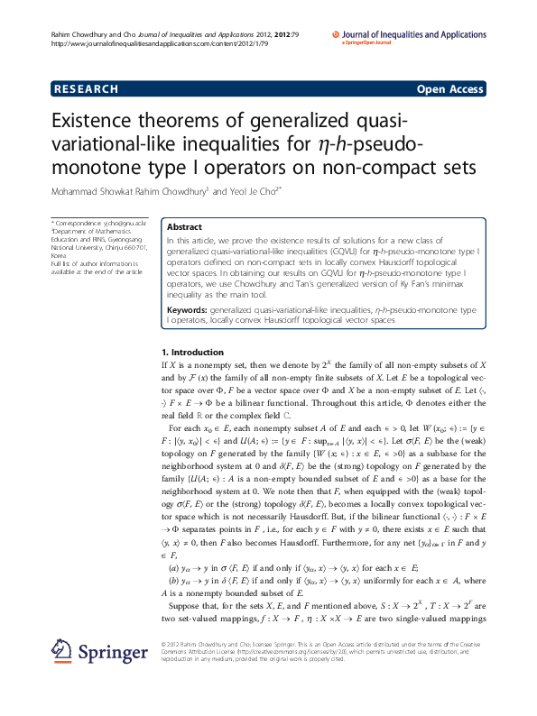 Pdf Existence Theorems Of Generalized Quasi Variational Like Inequalities For Eta H Pseudo