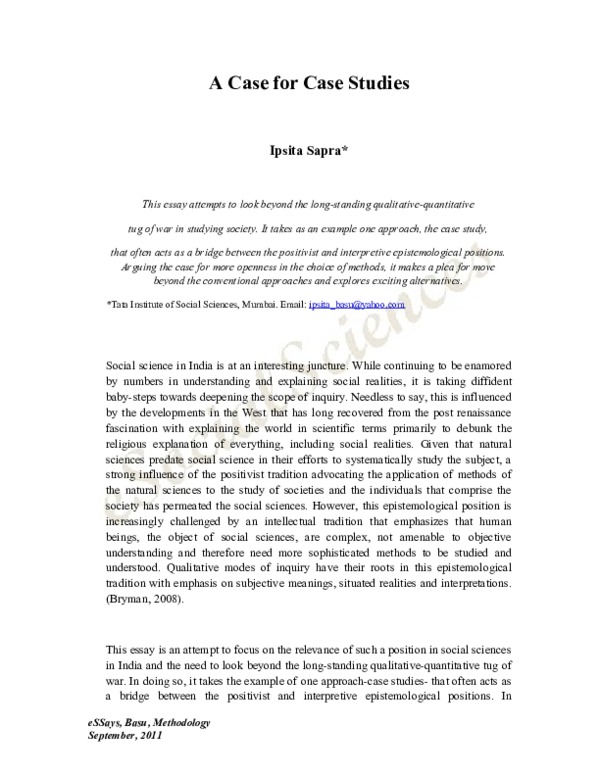 (DOC) A Case for Case Studies