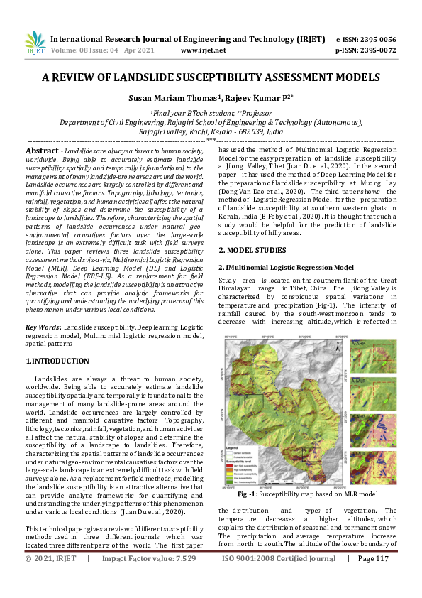 (PDF) IRJET- A REVIEW OF LANDSLIDE SUSCEPTIBILITY ASSESSMENT MODELS