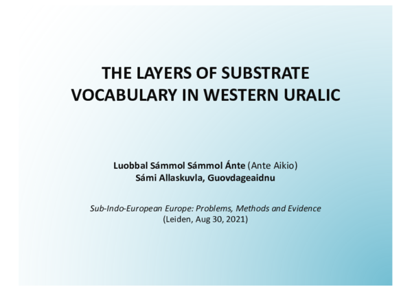 (PDF) Layers of Substrate Vocabulary in Western Uralic