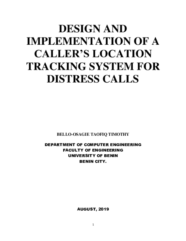(PDF) DESIGN AND IMPLEMENTATION OF A CALLER'S LOCATION TRACKING SYSTEM ...