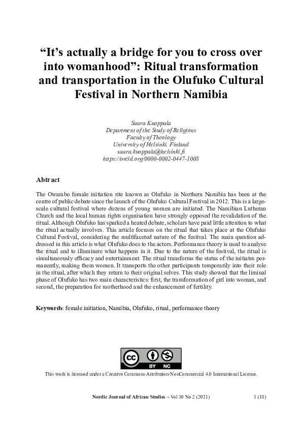 (PDF) "It's actually a bridge for you to cross over into womanhood ...