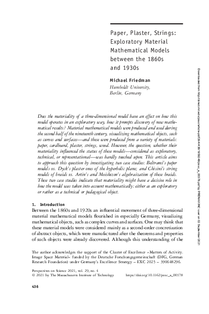 (PDF) Paper, Plaster, Strings: Exploratory Material Mathematical Models ...