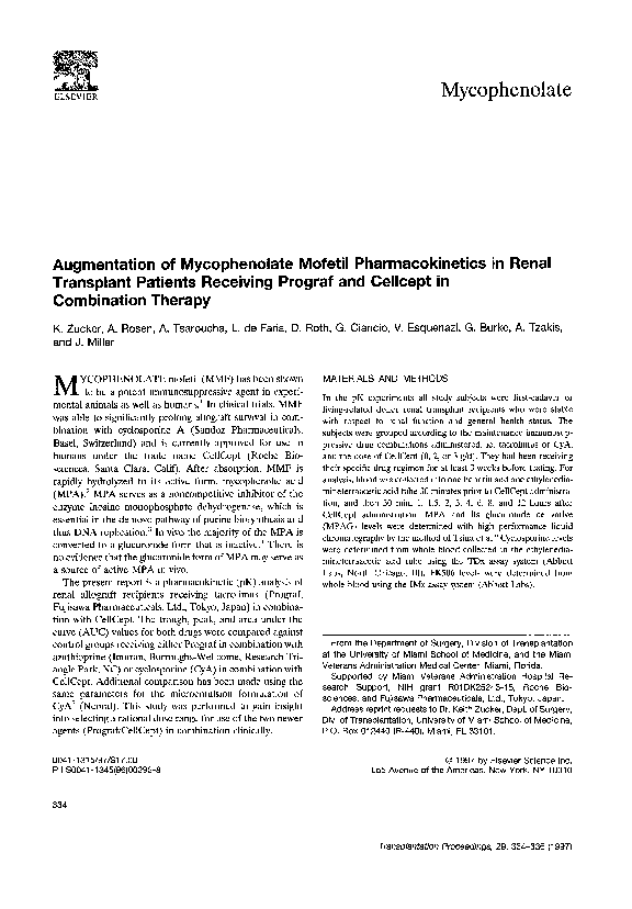 (PDF) Augmentation of mycophenolate mofetil pharmacokinetics in renal ...