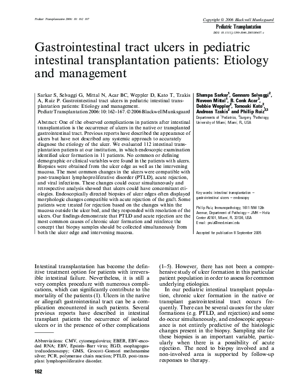 (PDF) Gastrointestinal tract ulcers in pediatric intestinal ...