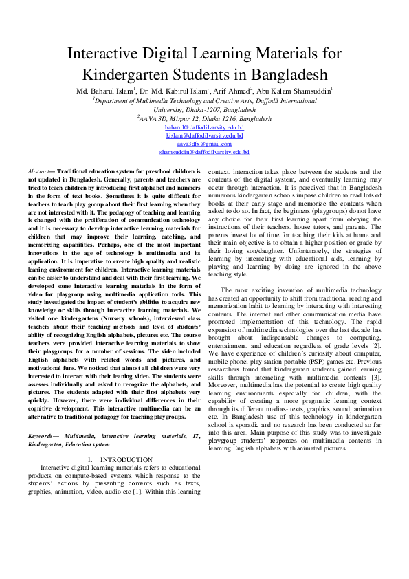(PDF) Interactive Digital Learning Materials for Kindergarten Students ...
