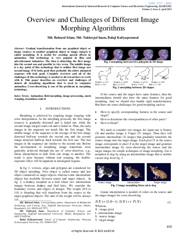 (PDF) Overview and Challenges of Different Image Morphing Algorithms